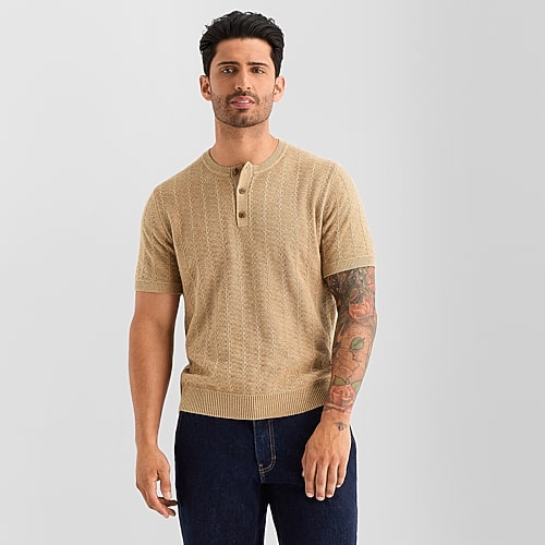 Click here for mutual weave Henley Mens Crew Neck Short Sleeve Pu... prices