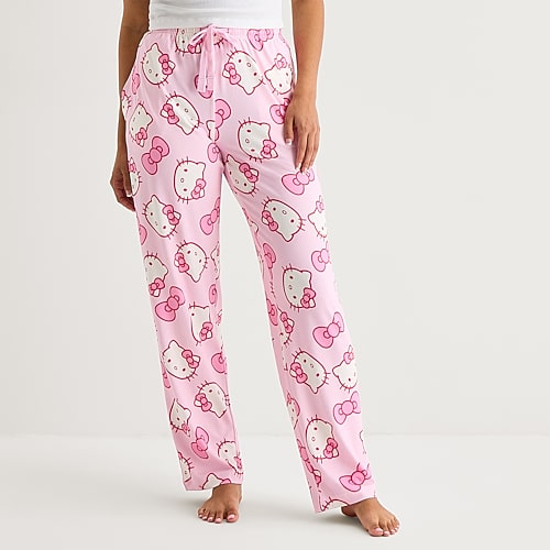 Womens Plush Hello Kitty Pajama Pants  Medium  Purple