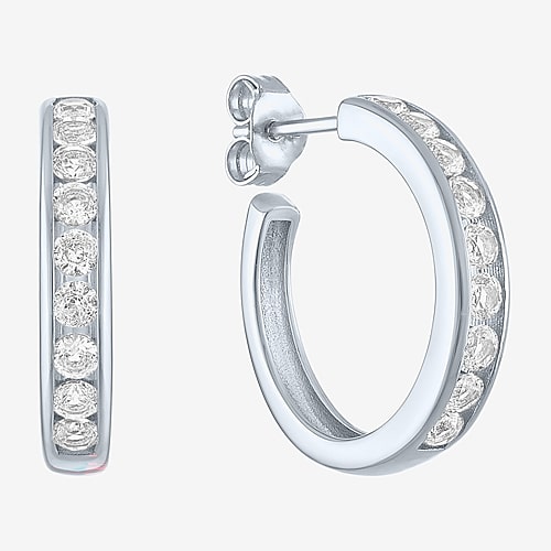 Click here for Yes  Please! C-Hoop Womens Lab Created White Sapph... prices