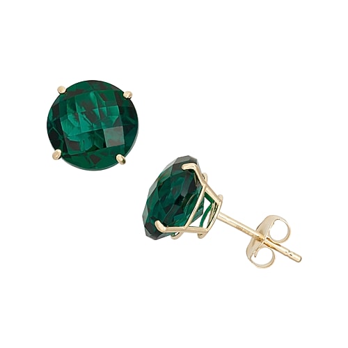Click here for Lab Created Green Emerald 10K Gold 8mm Stud Earrin... prices
