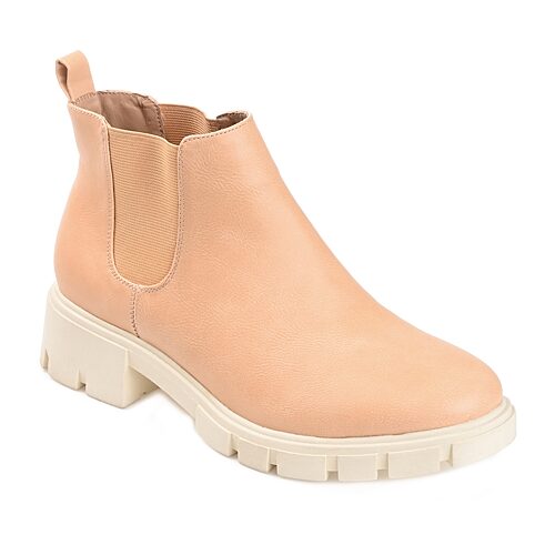 Journee Collection Womens Rorke Lug Sole Stretch Gore Ankle Booties - Nude
