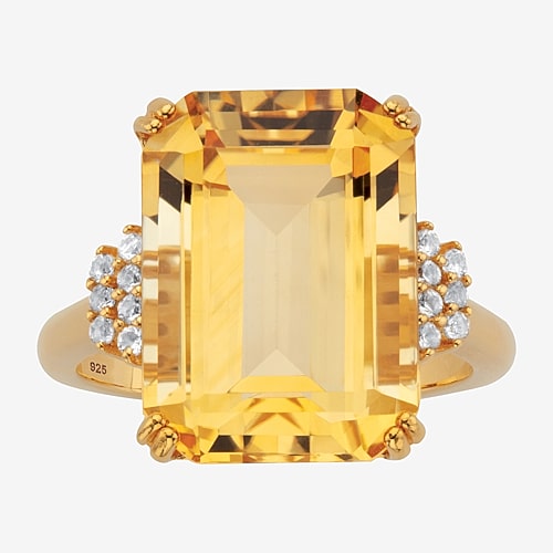 Click here for Womens Genuine Yellow Citrine 18K Gold Over Silver... prices