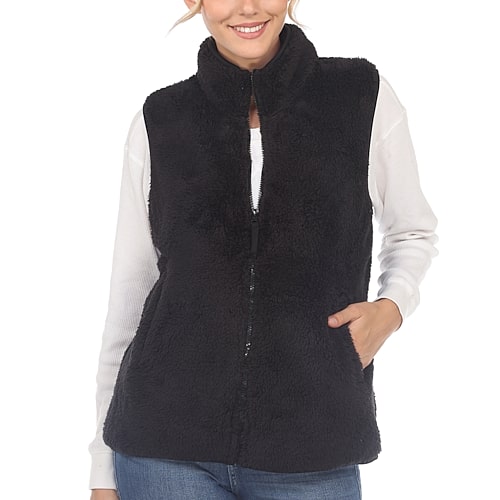 Click here for Womens White Mark Zip Up Sherpa Vest prices