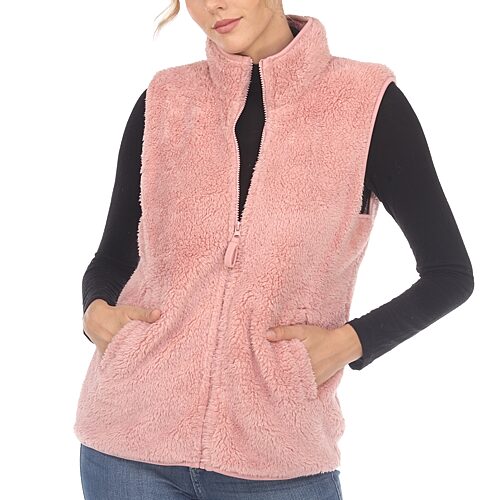 Click here for Womens White Mark Zip Up Sherpa Vest prices
