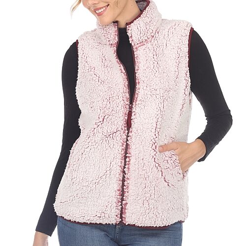 Click here for Womens White Mark Zip Up Sherpa Vest prices