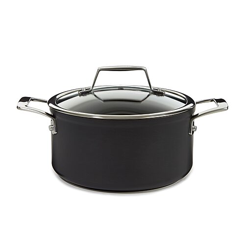 BergHOFF Essentials Non-stick Hard Anodized 8 Stockpot 3.3qt. With Glass Lid  Black - Black