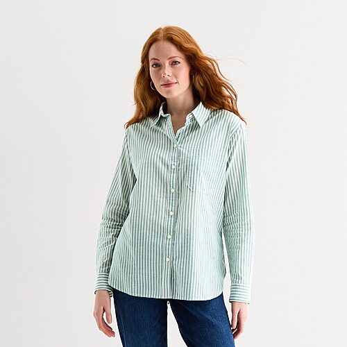 Click here for St. Johns Bay Womens Long Sleeve Regular Fit Butto... prices