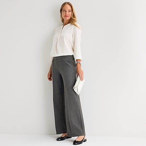 Click here for Liz Claiborne Ponte Womens Wide Leg Mid Rise Pull-... prices