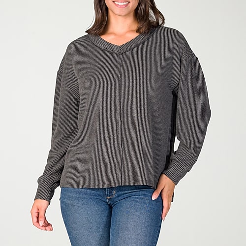 Click here for Womens 24/7 Comfort Apparel Relaxed Fit Ribbed Kni... prices