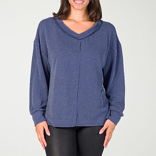 Click here for Womens 24/7 Comfort Apparel Relaxed Fit Ribbed Kni... prices