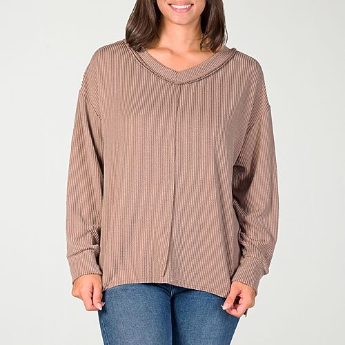 Click here for Womens 24/7 Comfort Apparel Relaxed Fit Ribbed Kni... prices