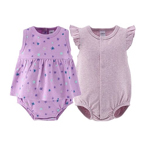 Click here for The Peanutshell Baby Girls Rompers - Lilac Stars... prices