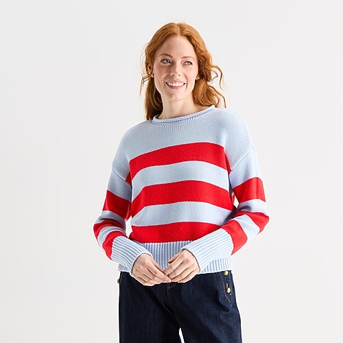 Click here for St. Johns Bay Womens Crew Neck Long Sleeve Striped... prices