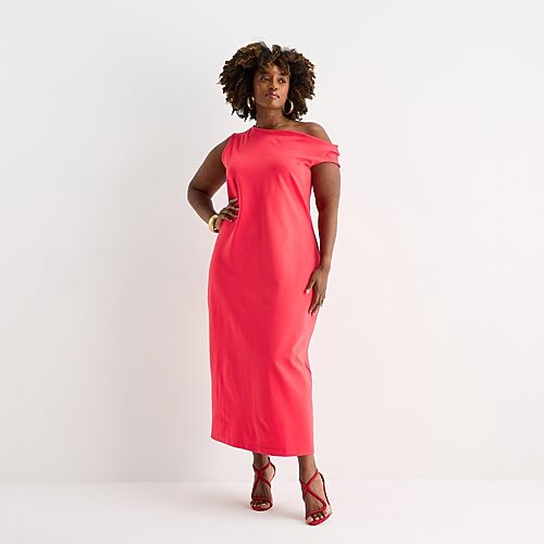 Click here for Bold Elements Womens Plus Midi Asymmetrical Neck S... prices