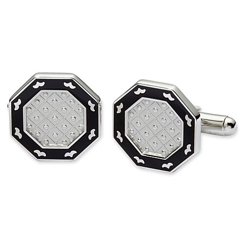 Click here for Black Enamel Octagonal Cuff Links  One Size  White prices