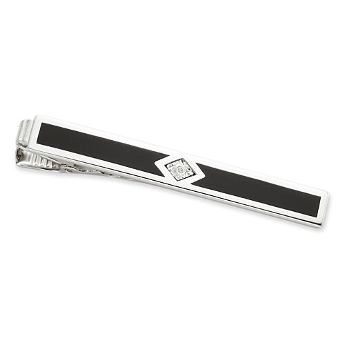 Click here for Enamel and Diamond Tie Bar  One Size  White prices