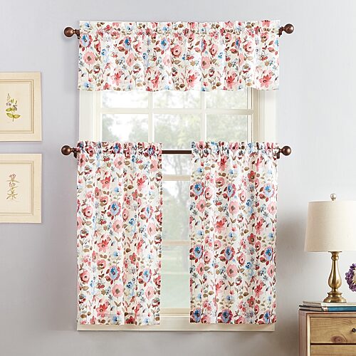 Click here for Deana Floral Semi-Sheer Rod Pocket Kitchen Curtain... prices