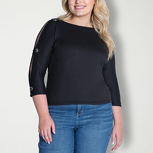 Click here for Plus Size 24/7 Comfort Apparel Cold Shoulder with... prices