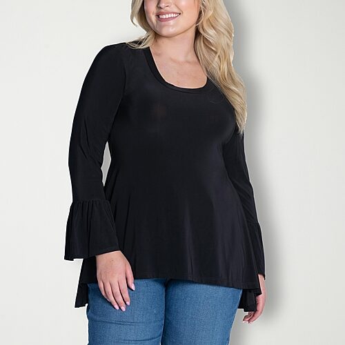 Click here for Plus Size 24/7 Comfort Apparel Bell Sleeve Hi Low... prices