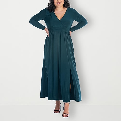 Click here for 24seven Comfort Apparel Plus Size Long Sleeve V-ne... prices