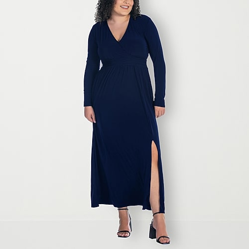 Click here for 24seven Comfort Apparel Plus Size Long Sleeve V-ne... prices