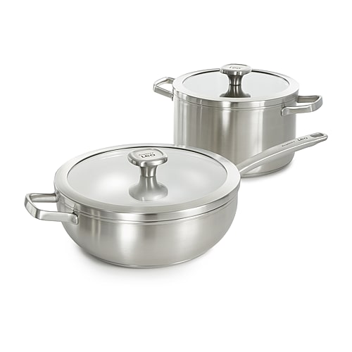 BergHOFF Graphite 4Pc Cookware Set With Glass Lids  Recycled 18/10 Stainless Steel - Silver