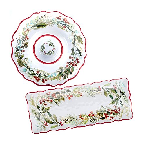 Certified International Christmas Gatherings 2-pc. Melamine Chip + Dip Set  One Size  White