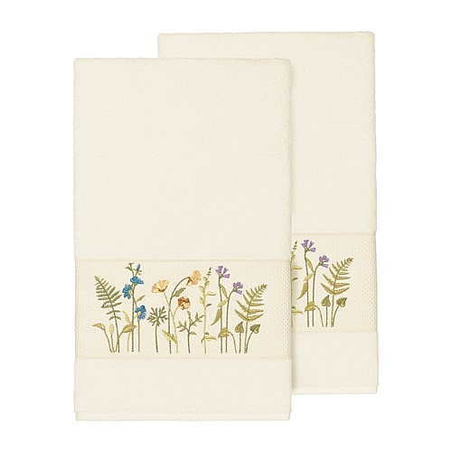 Click here for Linum Home Serenity 2-Pc. Embellished Bath Towel S... prices