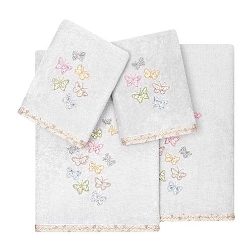 Click here for Linum Home Turkish Cotton Mariposa Embellished 4-P... prices