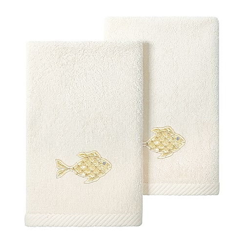 Click here for Linum Home Turkish Cotton Figi Embellished 2-Pc. F... prices