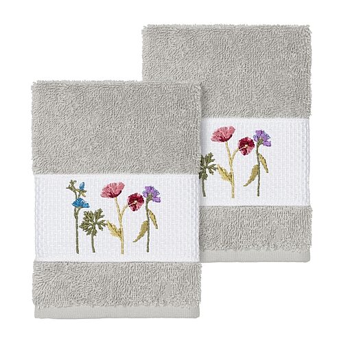 Linum Home Serenity 2-Pc. Embellished Washcloth Set - Latte