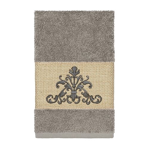Linum Home Turkish Cotton Scarlet Embellished Hand Towel - Dark Grey
