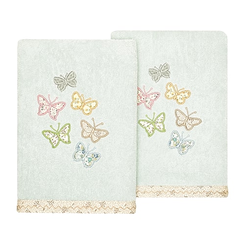 Click here for Linum Home Turkish Cotton Mariposa Embellished 2-P... prices