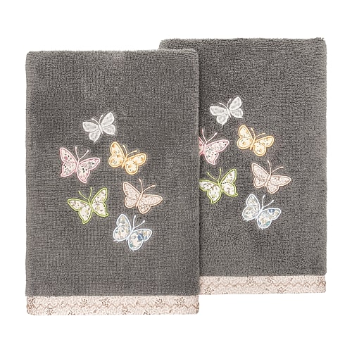 Click here for Linum Home Turkish Cotton Mariposa Embellished 2-P... prices