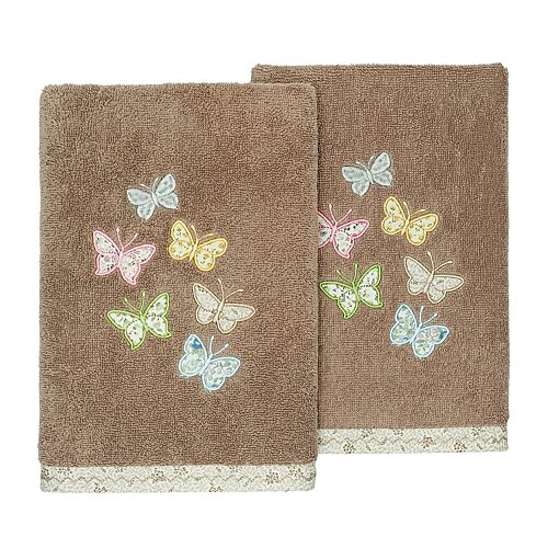Click here for Linum Home Turkish Cotton Mariposa Embellished 2-P... prices