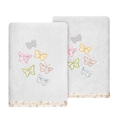 Click here for Linum Home Turkish Cotton Mariposa Embellished 2-P... prices