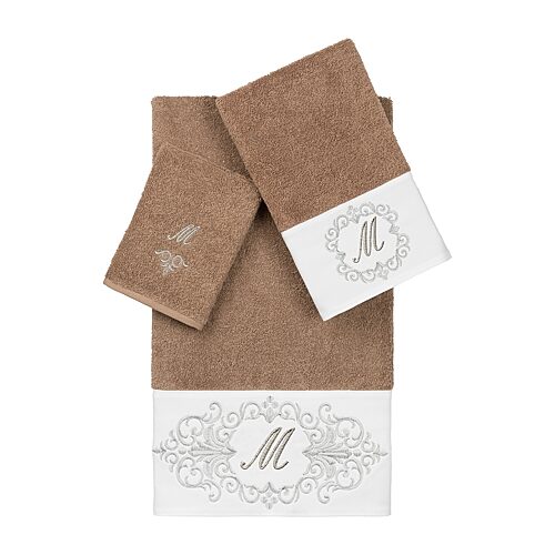 Linum Home Turkish Cotton Monica Embellished Towel 3 Piece Set - Latte - Latte - M