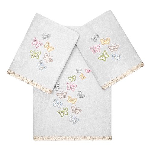Click here for Linum Home Turkish Cotton Mariposa Embellished 3-P... prices