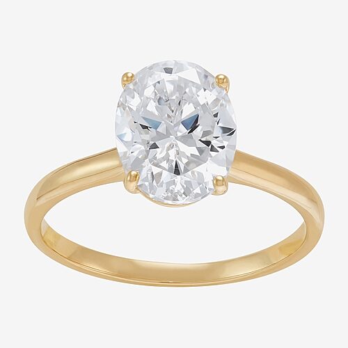 Click here for Womens White Cubic Zirconia 10K Gold Oval Solitair... prices