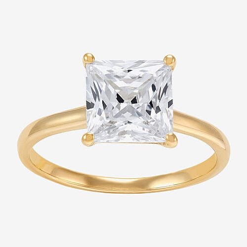 Click here for Womens White Cubic Zirconia 10K Gold Solitaire Coc... prices