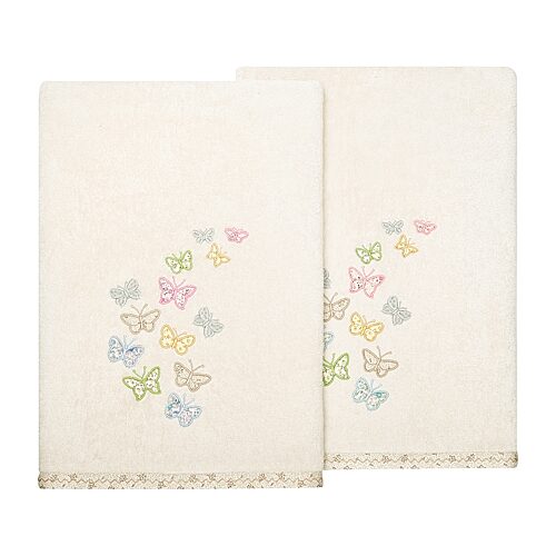 Click here for Linum Home Turkish Cotton Mariposa Embellished 2-P... prices