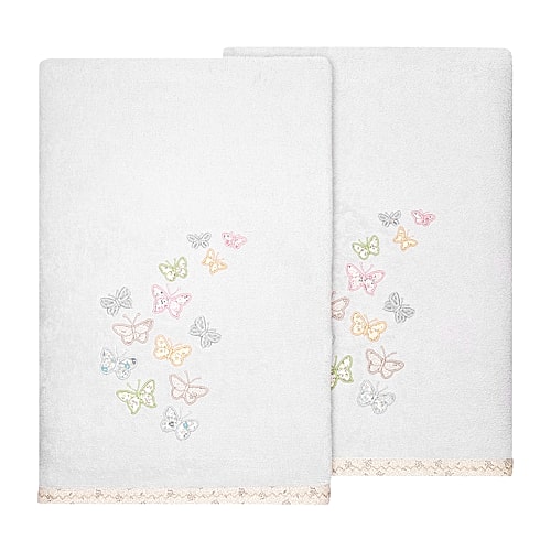 Click here for Linum Home Turkish Cotton Mariposa Embellished 2-P... prices
