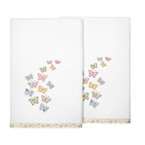 Click here for Linum Home Turkish Cotton Mariposa Embellished 2-P... prices