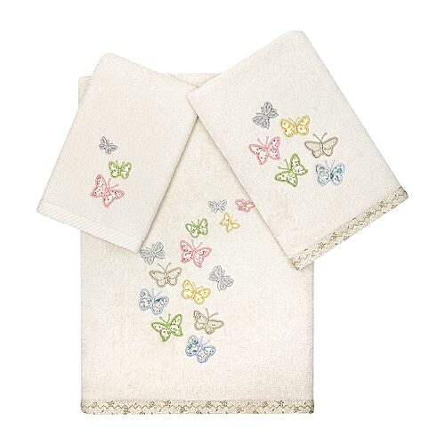 Click here for Linum Home Turkish Cotton Mariposa Embellished 3-P... prices
