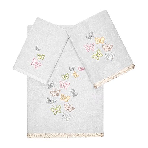 Click here for Linum Home Turkish Cotton Mariposa Embellished 3-P... prices