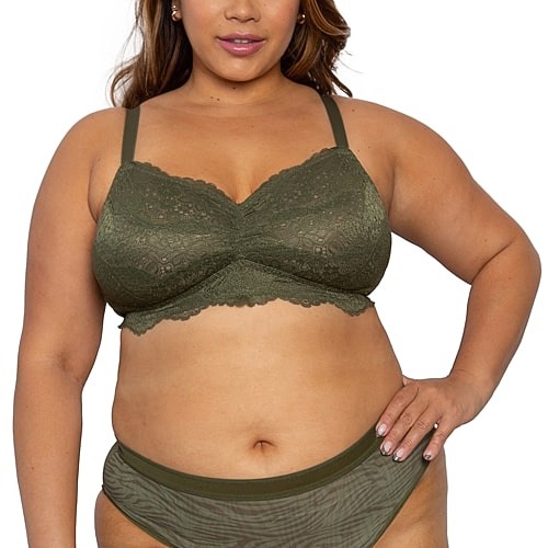 Click here for Curvy Couture Luxe Lace Wireless Bralette-1348  X-... prices