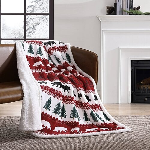Click here for Eddie Bauer Grizzly Peak Red Sherpa Throw Blanket... prices