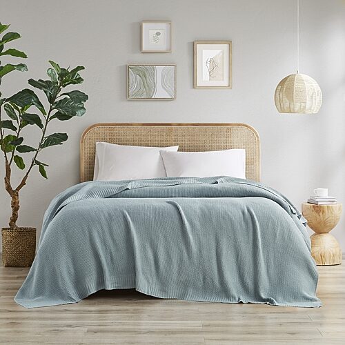 Click here for Ink+Ivy Bree Classic Knit Blanket  King - Light Bl... prices