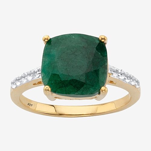Click here for Womens Genuine Green Emerald 14K Gold Over Silver... prices