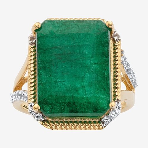 Click here for Womens Genuine Green Emerald 14K Gold Over Silver... prices